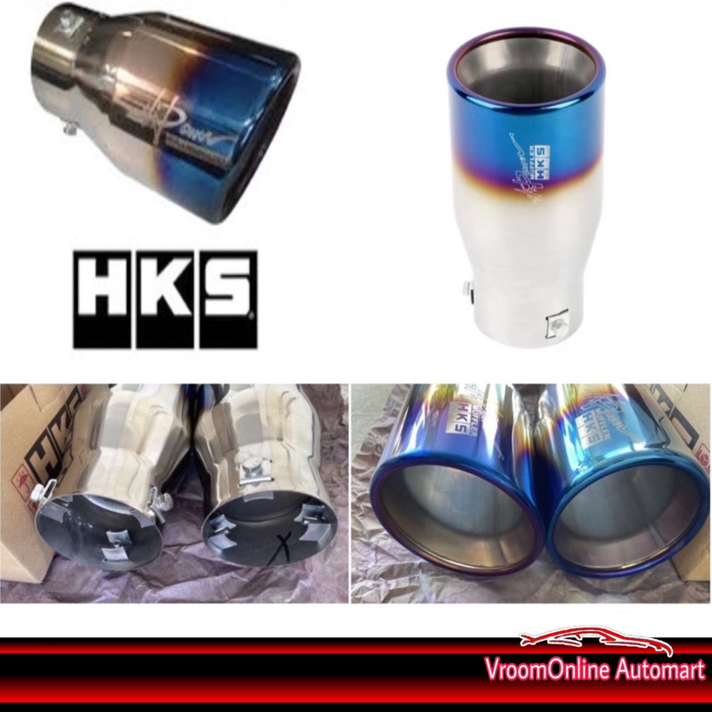 HKS TITANIUM 4" outlet stainless steel tail tip pipe car exhaust blue ekzos kereta with clip pnp ...