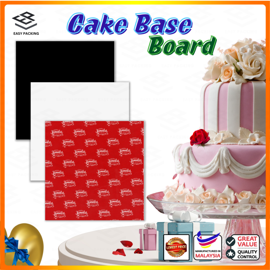 Square Cake Board (6-12Inch) White/Black/Gold/Silver Cake Board MDF ...