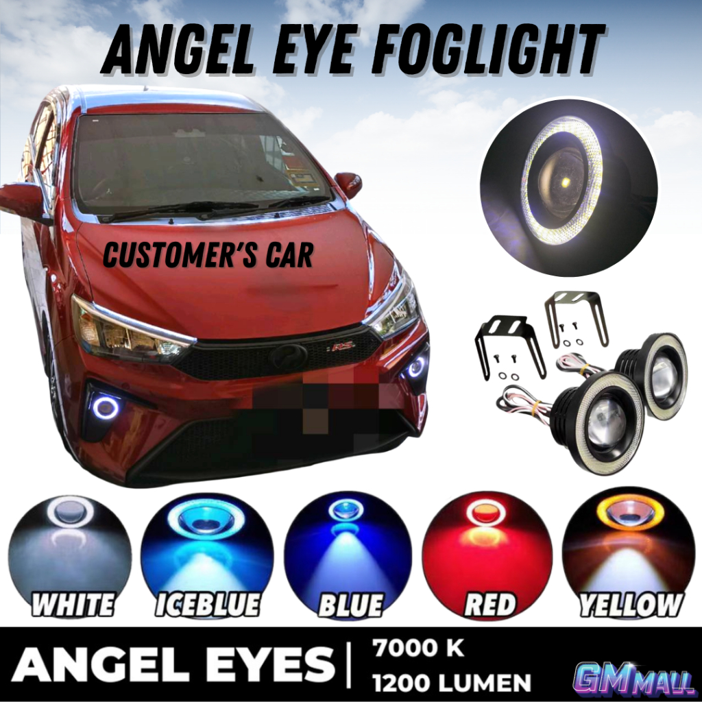 PERODUA BEZZA ANGEL EYE Fog Lamp LED LIGHT Halo Ring Spotlight COB ...