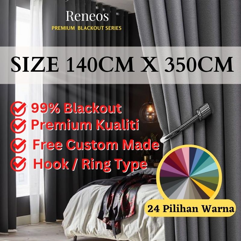 RENEOS Premium 99% Blackout Curtain 350cm Height Langsir Sliding Door 3 ...
