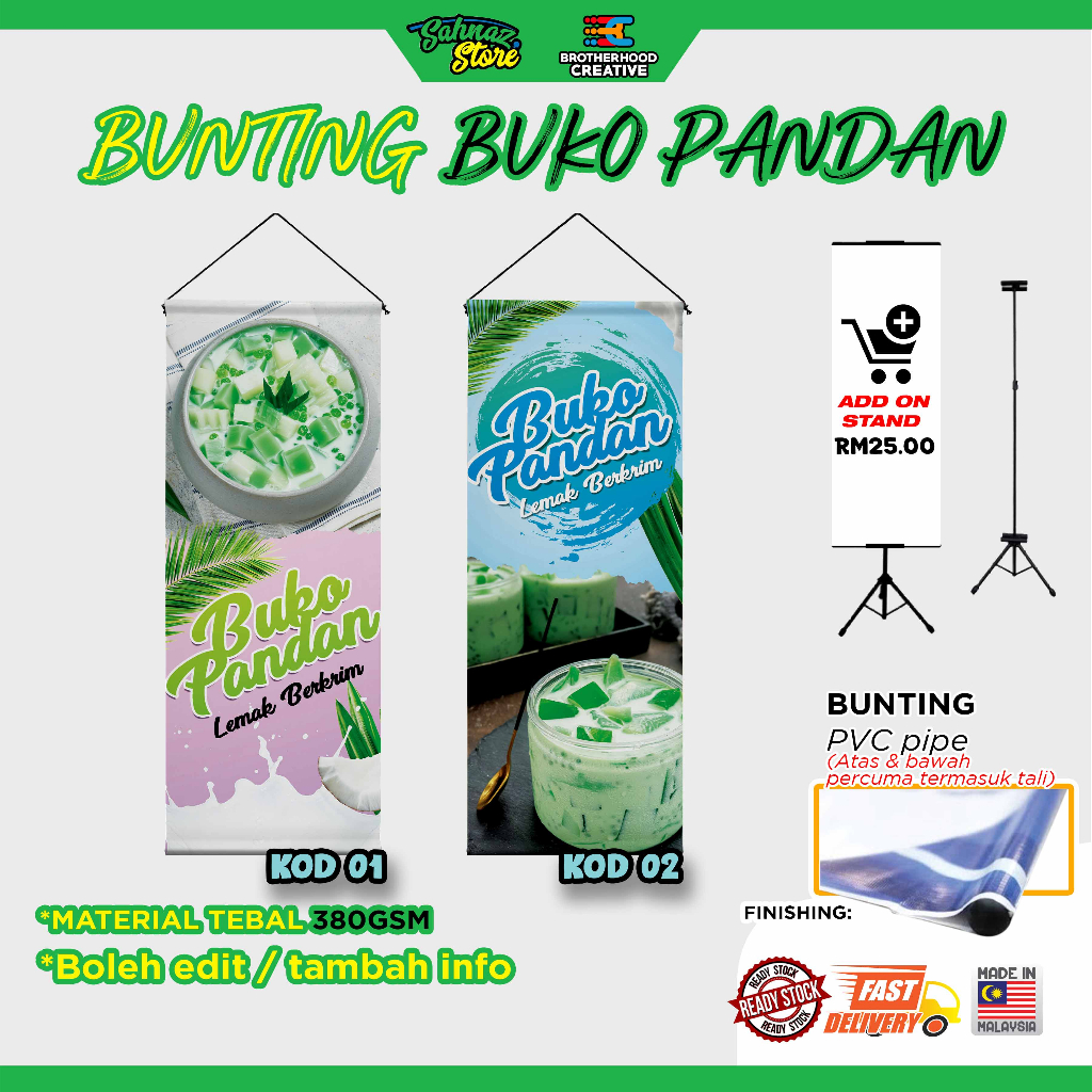 Bunting Buko Pandan | Bunting Banner produk makanan readymade design ...