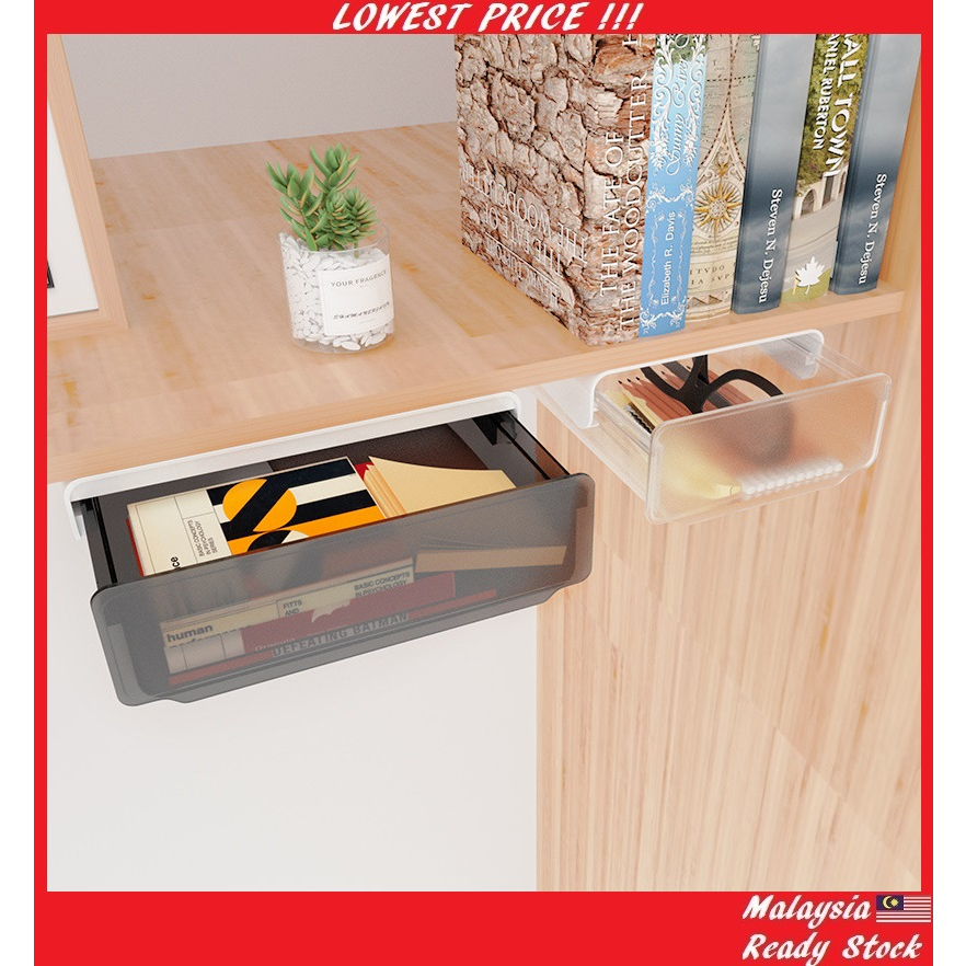 Under Table Desk Drawer Stationary Box Self-adhesive Under-drawer ...