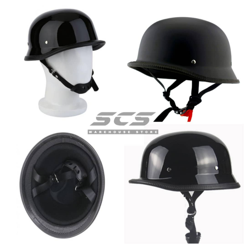 Retro Helmet German Half Face Retro Chopper Germany Adult Matt Black ...