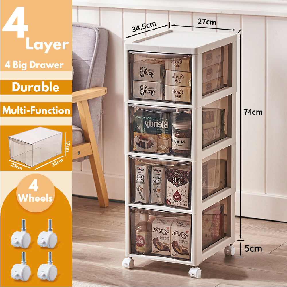 Transparent Cabinet Storage Box Cosmetic Multipurpose drawer Storage Trolley Moveable kabinet 3 ...