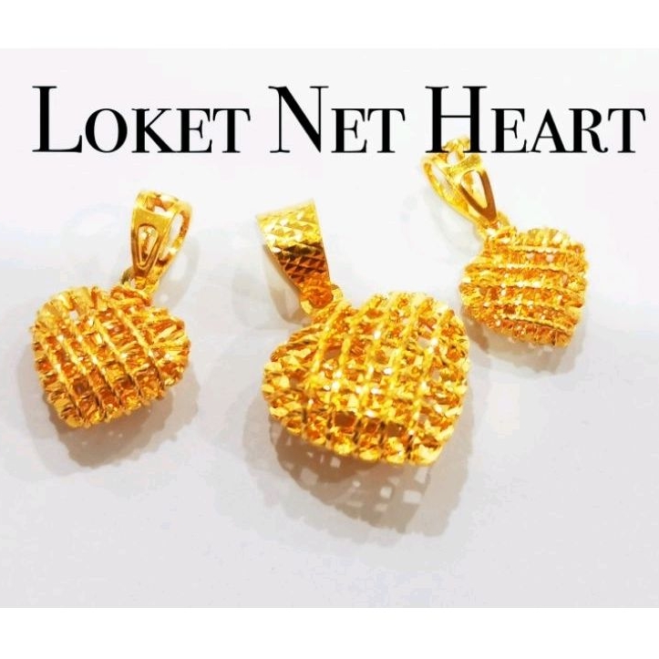 Merdeka Gold 916 Net Heart Pendant / Loket Love Jaring Emas 916 ( 1g ...