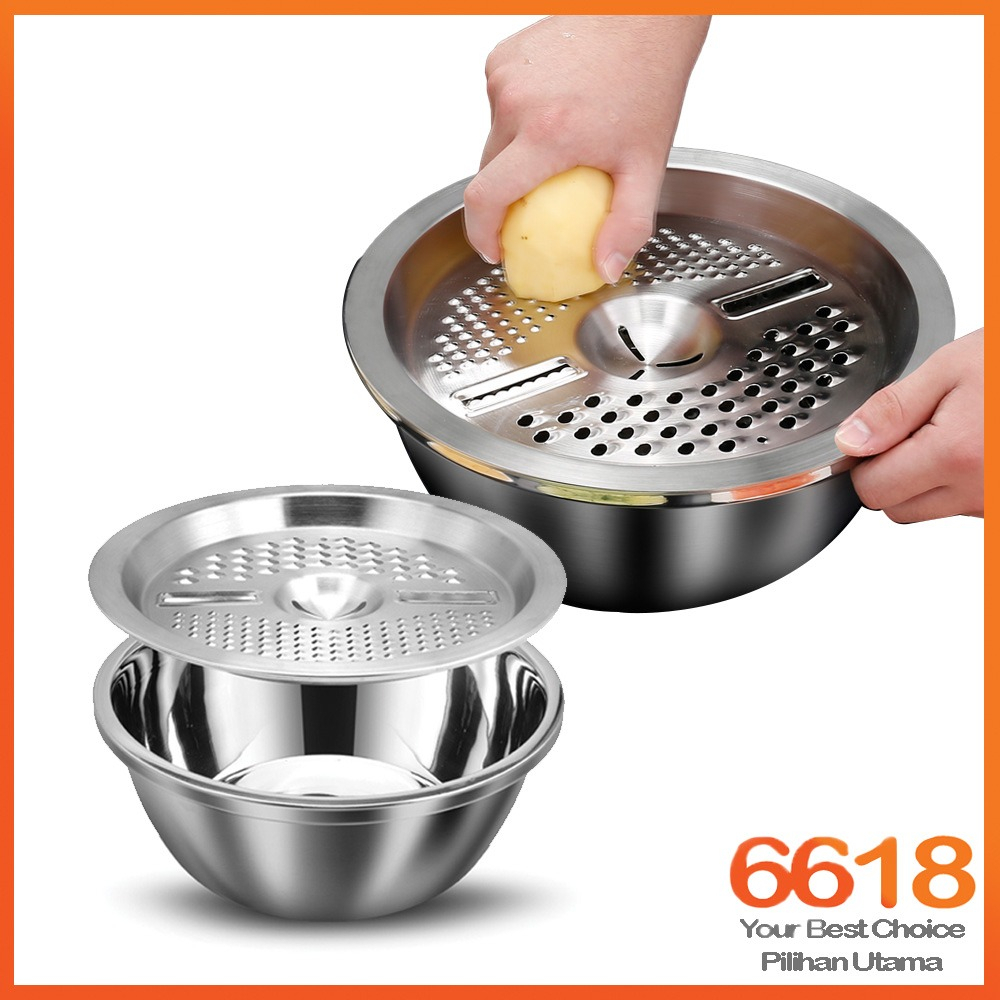 Besen Keluli Tahan Karat Pelbagai Fungsi Parut Sayur Stainless Steel Basin With Grater Vegetable ...