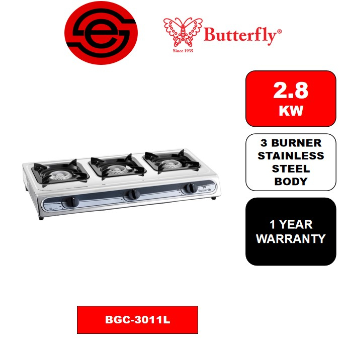 BUTTERFLY BGC-3011L TRIPLE BURNER GAS STOVE BGC-3011L | Shopee Malaysia