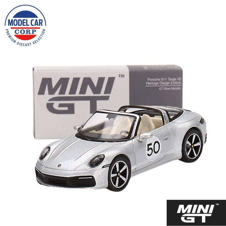 Mini GT Porsche 911 Targa 4S Heritage Design Edition GT Silver Metallic ...