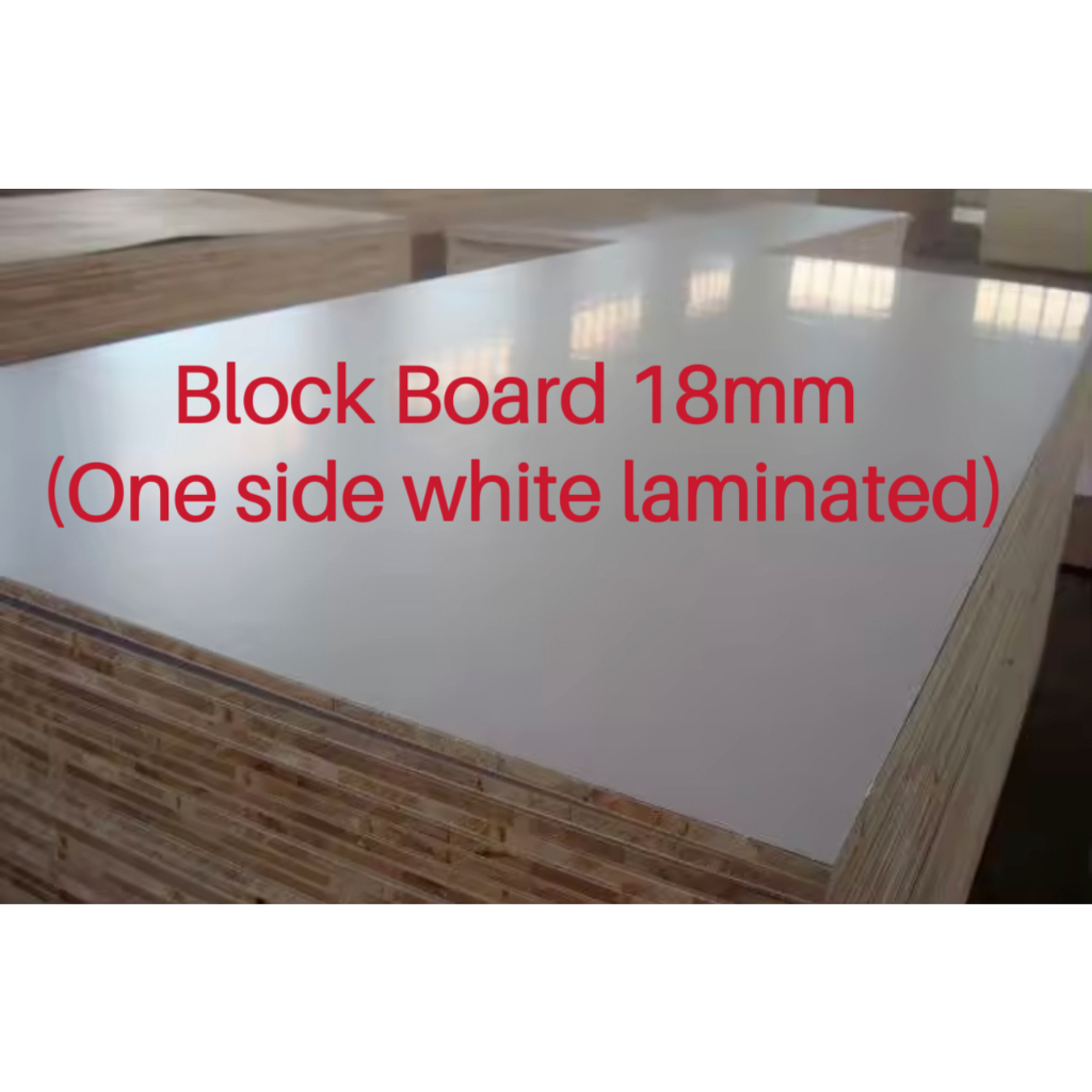 Block Board 18mm | One Side White Laminated | White PVC Plywood | Kayu ...