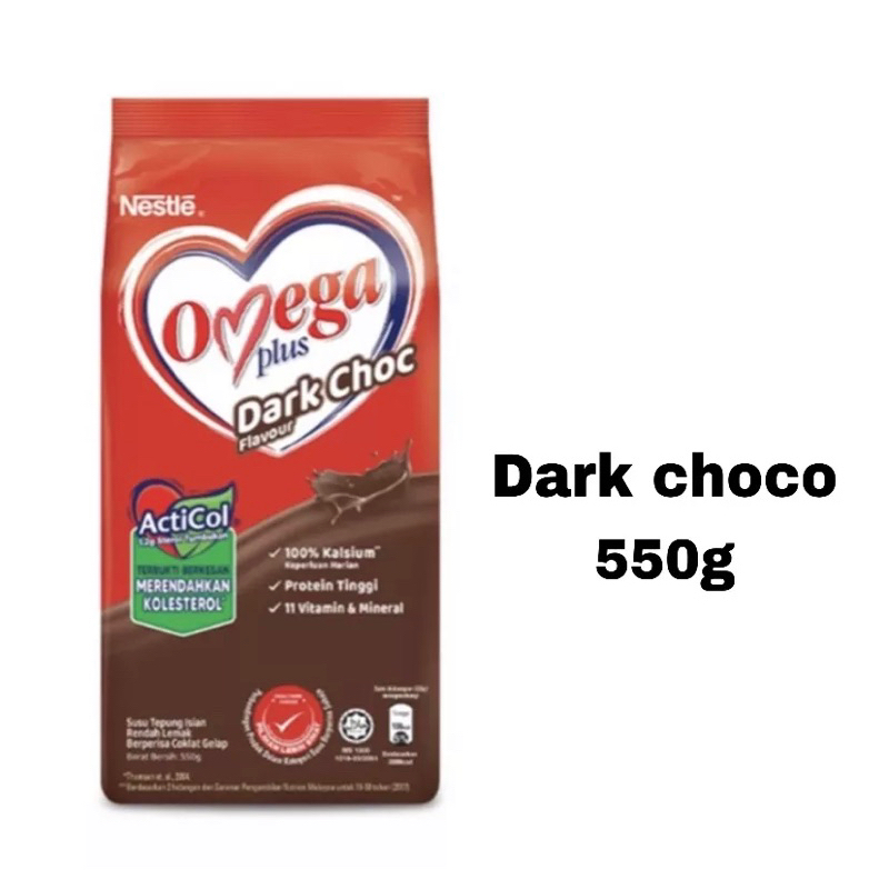 Nestle Omega Plus Dark Chocolate Milk Powder-550g/900g | Shopee Malaysia