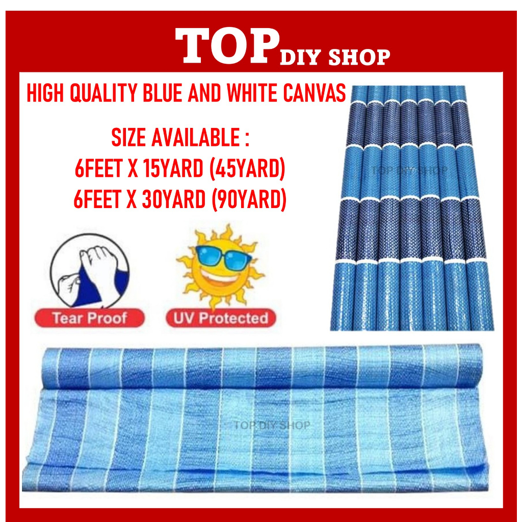 Blue White Canvas Roll PE Tarpaulin Canvas / Kanvas Plastik Biru Putih ...