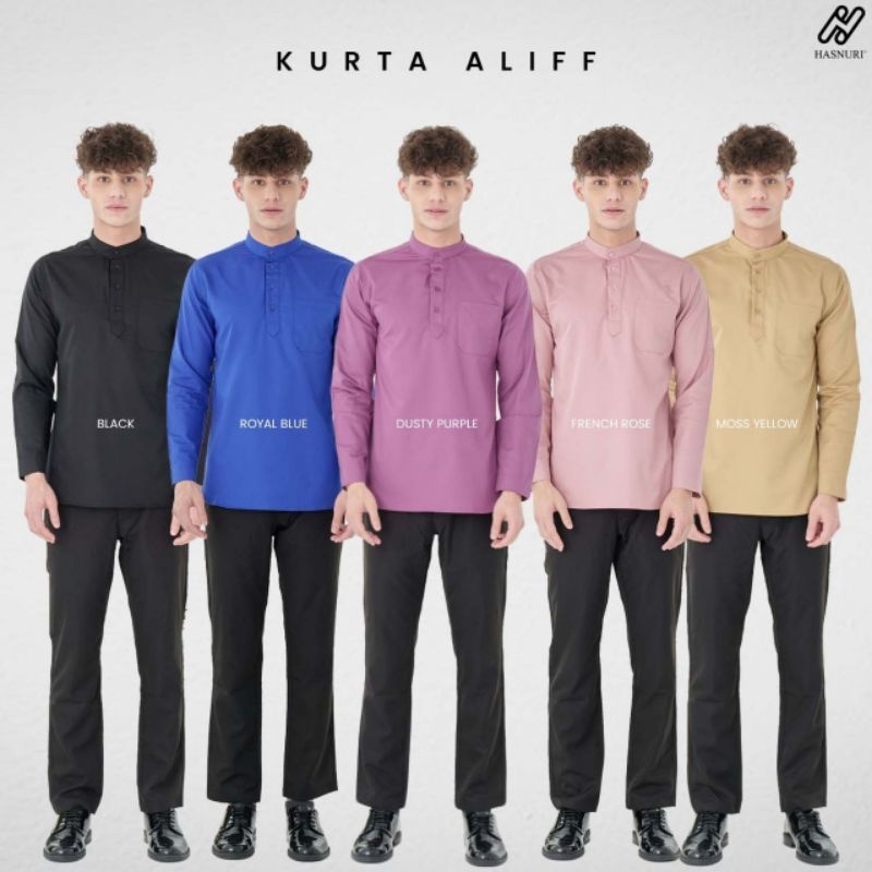 KURTA ALIFF HASNURI READY STOCK KURTA MODEN CEKAK MUSANG MATERIAL ...