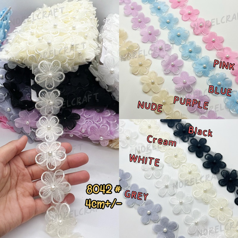 1METER[8042]FLOWER LACE/RENDA BUNGA/3D FLOWER LACE/ RENDA BUNGA 3D ...