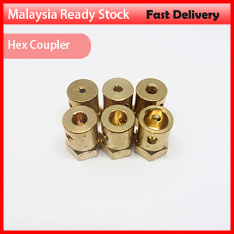 Hex Copper Brass DC Motor Wheel Coupling Shaft Rod Mounting Connector ...