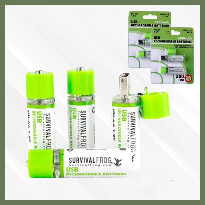 New AA USB Rechargeable Battery Pack 1450Mah (2pcs) No Charger Needed ...