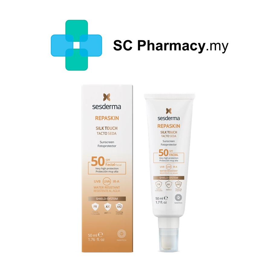 Sesderma Repaskin Silk Touch Facial Sunscreen SPF50 50ml UVA UVB IR ...