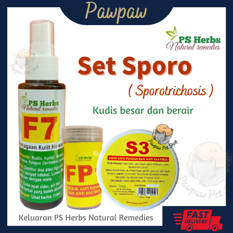 Pawpaw PS Herbs Herb Ubat Set Sporo Kucing Spray F7 Cat Serbuk FP1 ...