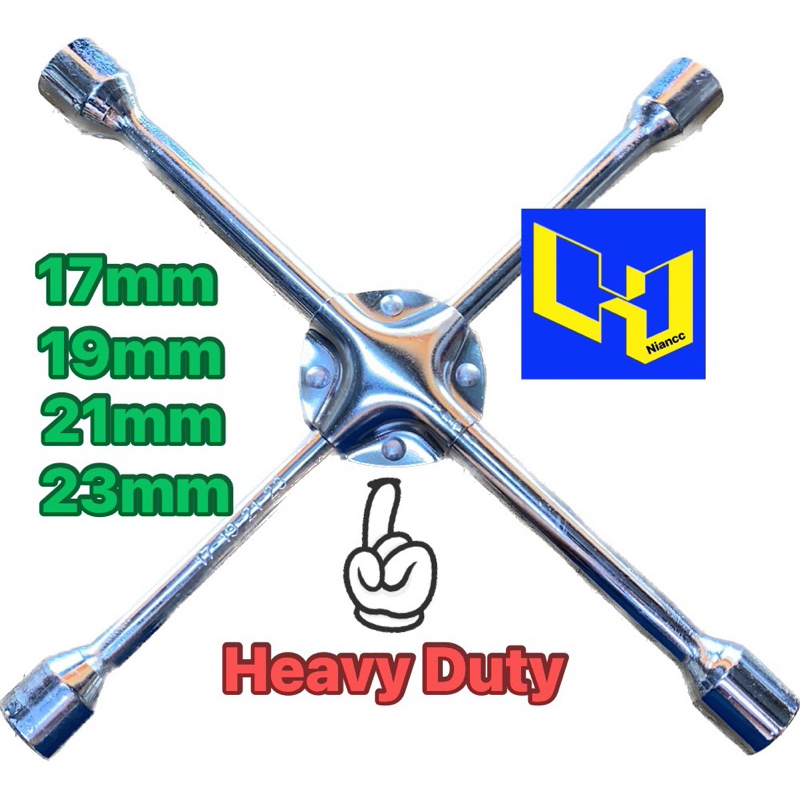 (4 IN 1) HEAVY DUTY Spanar Tayar 17mm 19mm 21mm 23mm Universal Cross ...