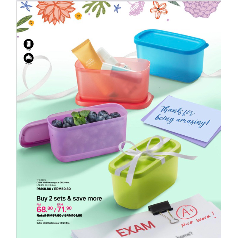 Tupperware Cubix Mini Rectangular 250ml (4pcs) | Shopee Malaysia