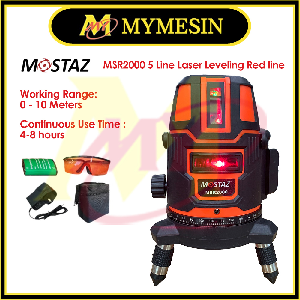 MY MOSTAZ MSR2000 5 Line Laser Leveling (Red line) For Work | Shopee ...