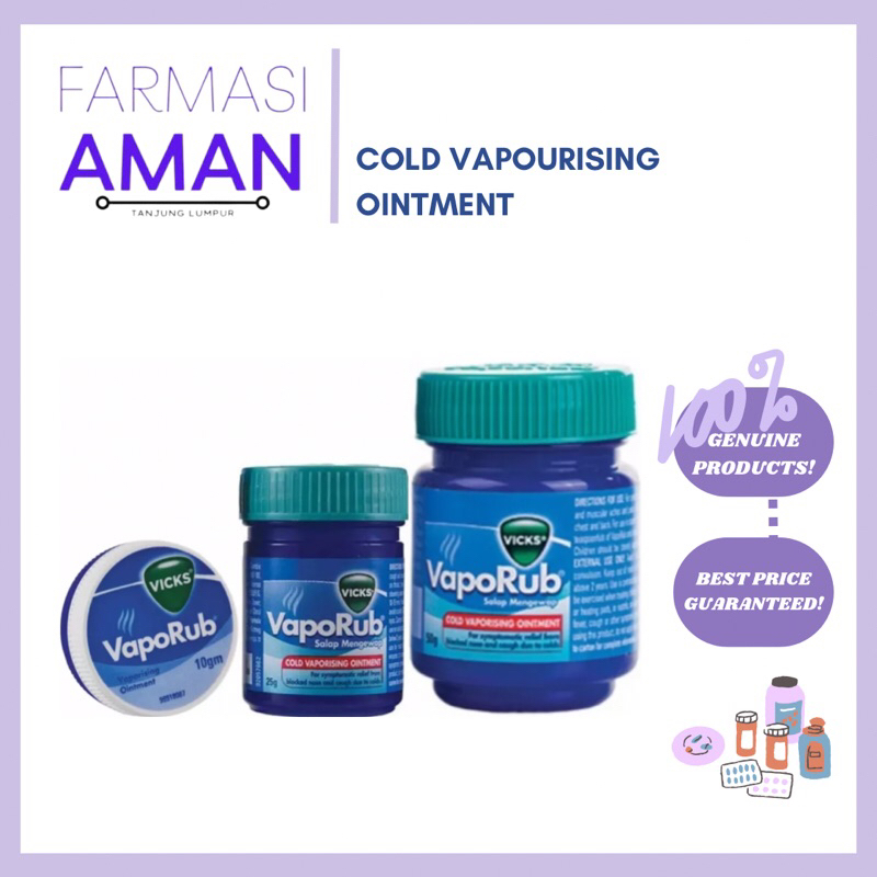 Vicks Vaporub Vaporising Ointment (10g / 25g / 50g / 100g) | Shopee ...