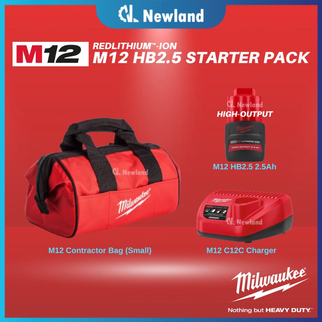 Milwaukee M12 Battery & Charger 2.0Ah / 3.0Ah / 4.0Ah / 6.0Ah Red ...