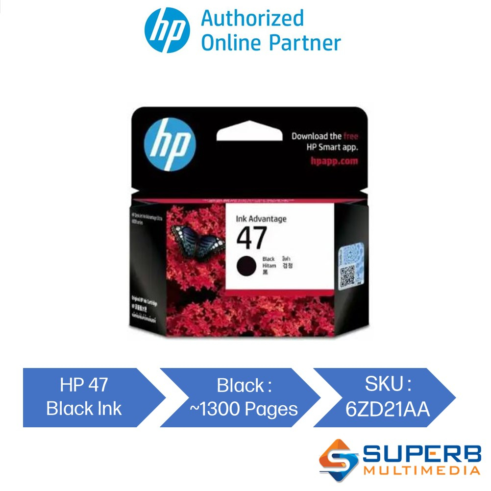 HP 47 Black / Tri-Color Original Cartridge [6ZD21AA / 6ZD61AA] | Shopee ...