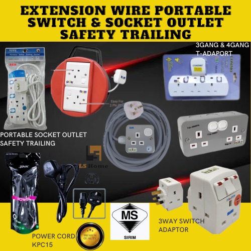 Sirim Extension Wire Cable Box Portable Wire Switch And Socket Outlet Safety Trailing Wire Plug