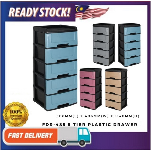 5 Tier Plastic Drawer Plastic Storage Plastic Cabinet Storage Organizer ...