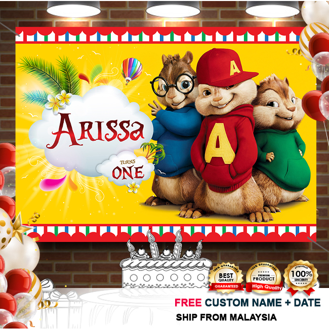 Birthday Banner / Birthday Backdrop / Hari Jadi - Alvin / Chipmunks ...