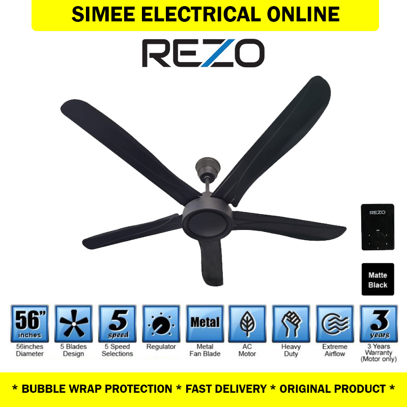 REZO Ceiling Fan S106 5 Speed Regulator Extreme Air Flow 5 Metal Blades ...
