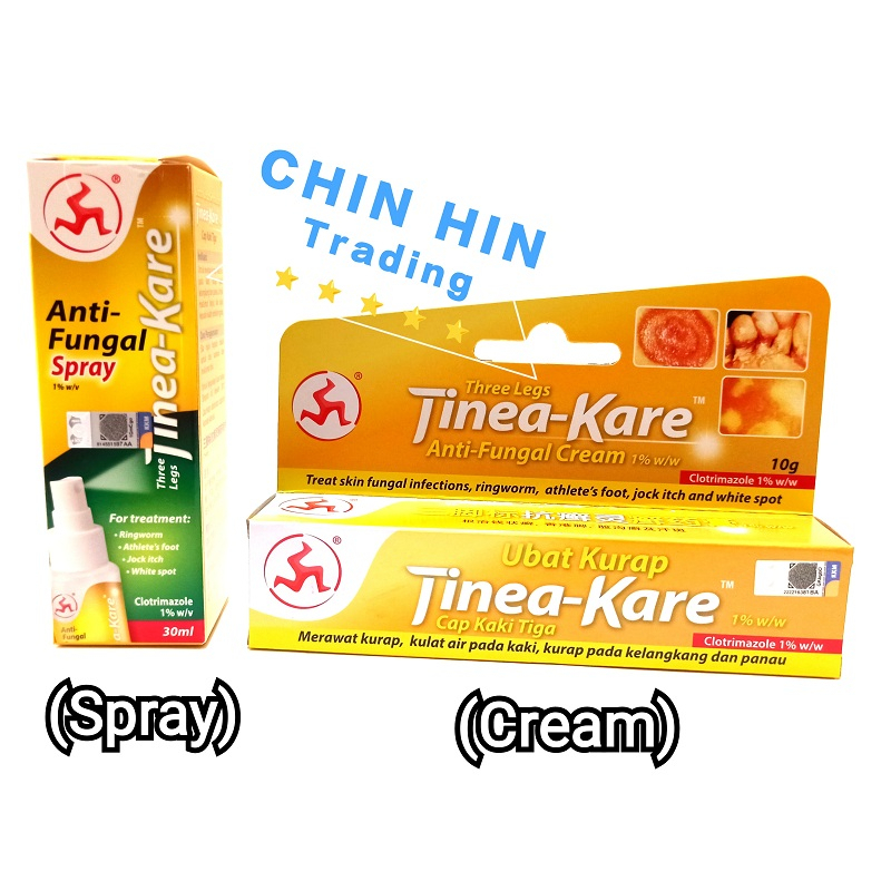[THREE LEGS] Tinea-Kare Antifungal Cream (10g) / Spray (30ml) | Shopee ...