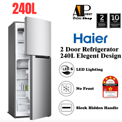 Haier Fridge 240L HRF-238H - No Frost, LED Lighting, Handless Design ...