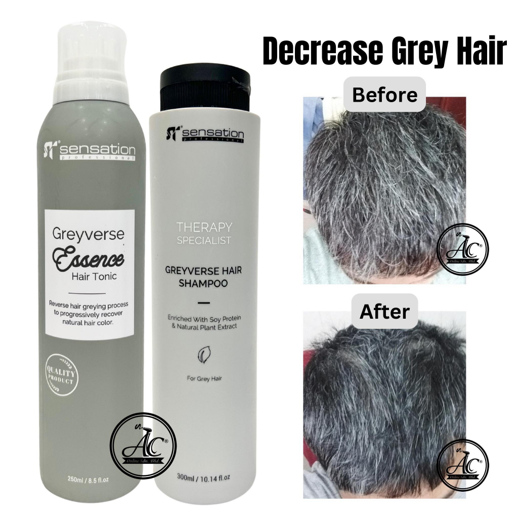 ST Sensation Greyverse Hair Shampoo 300ml / Greyverse Essence Hair Tonic 250ml Reduce Grey Hair ...