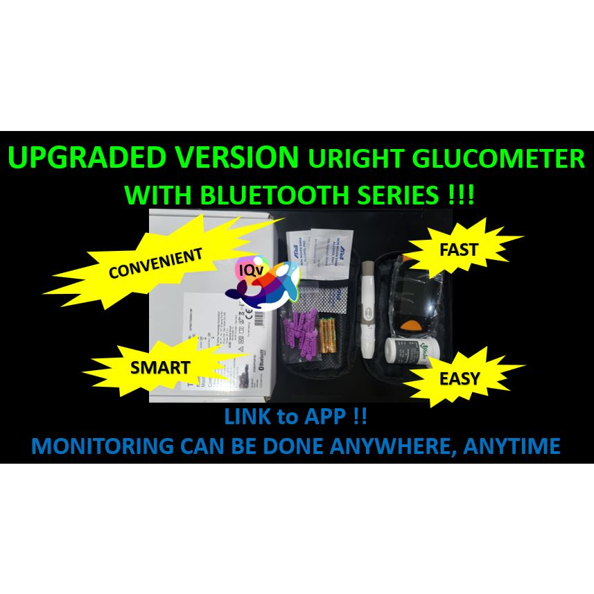 UPGRADED URIGHT (U-Right) GLUCOMETER METER SET [LINK APP BLUETOOTH ...