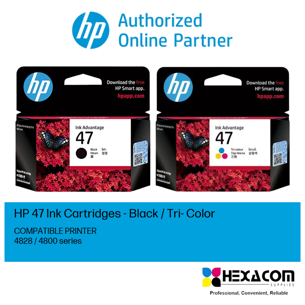 HP 47 Black/Color Original Ink Cartridge 6ZD21AA/6ZD61AA | Shopee Malaysia