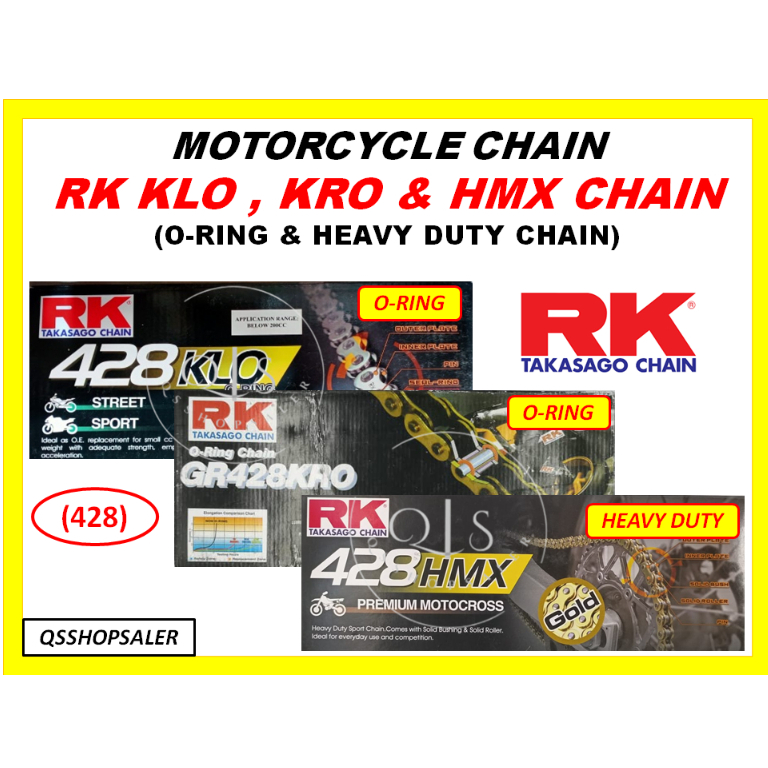 (428) RK MOTORCYCLE CHAIN / RK O-RING HEAVY DUTY CHAIN / RANTAI MOTOR O ...