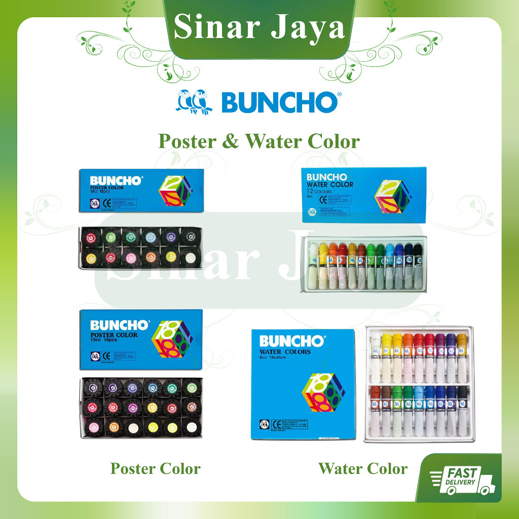 [SJ] Buncho Warna Poster / Warna Air / Peralatan Seni / Alat Tulis ...