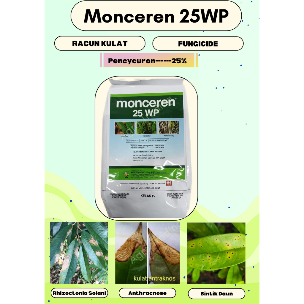 500g Monceren 25WP Pencycuron 25% / Bayer Racun Kulat / Durian Hawar ...