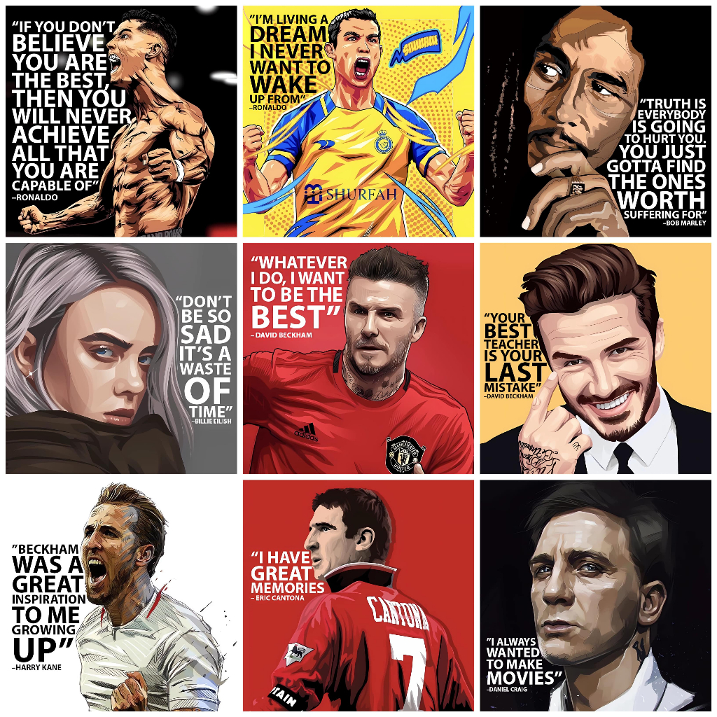 Fridge Magnet Beckham, Billie Eilish, Bob Marley, Cristiano Ronaldo ...