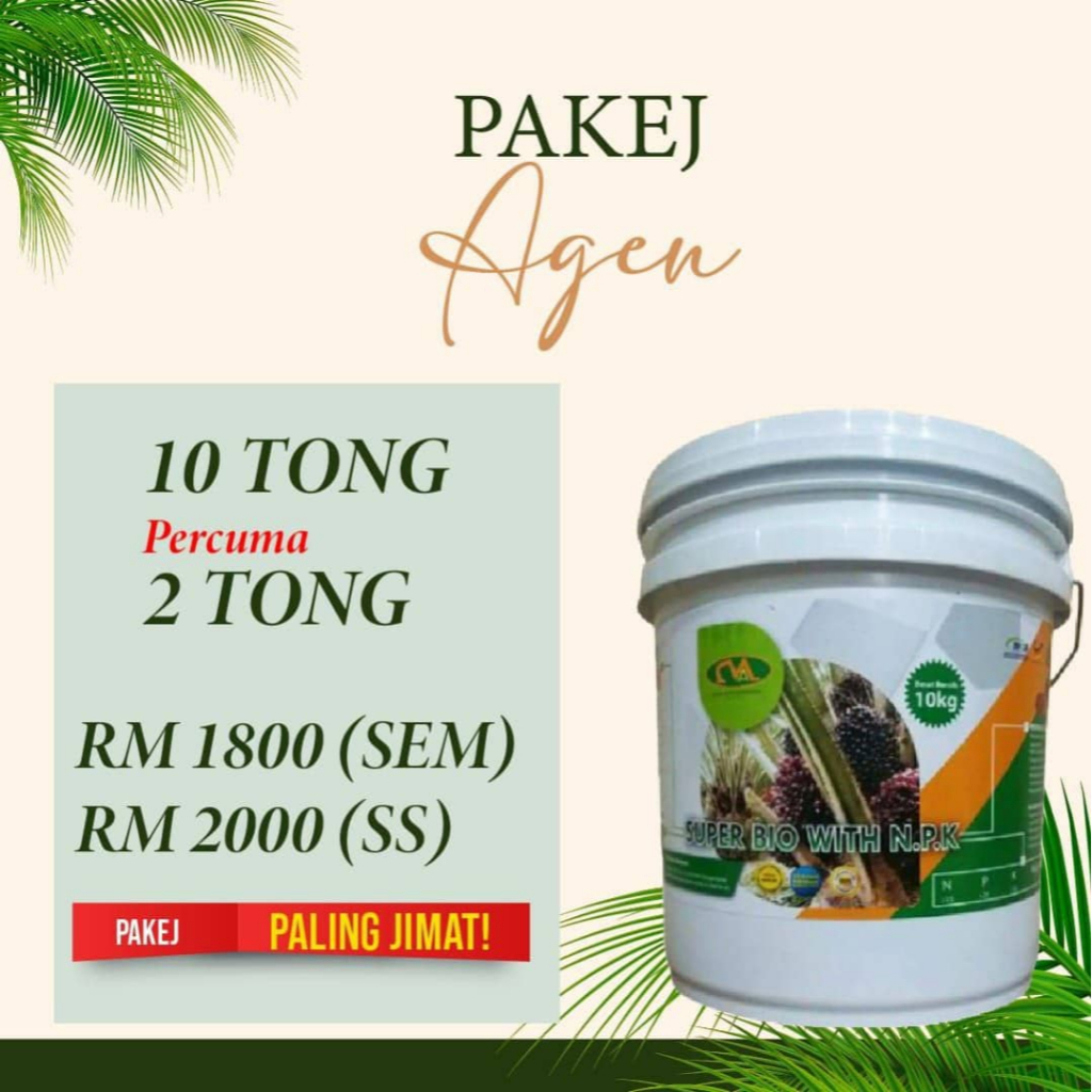 PAKEJ AGEN 10 TONG + 2 TONG BAJA SUPER BIO WITH NPK- 10 KG (Baja Sawit ...