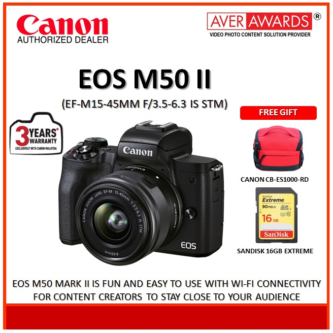 Canon EOS M50 Mark II Mirrorless Digital Camera 15-45mm Kit Lens - Canon Malaysia (3 Years ...