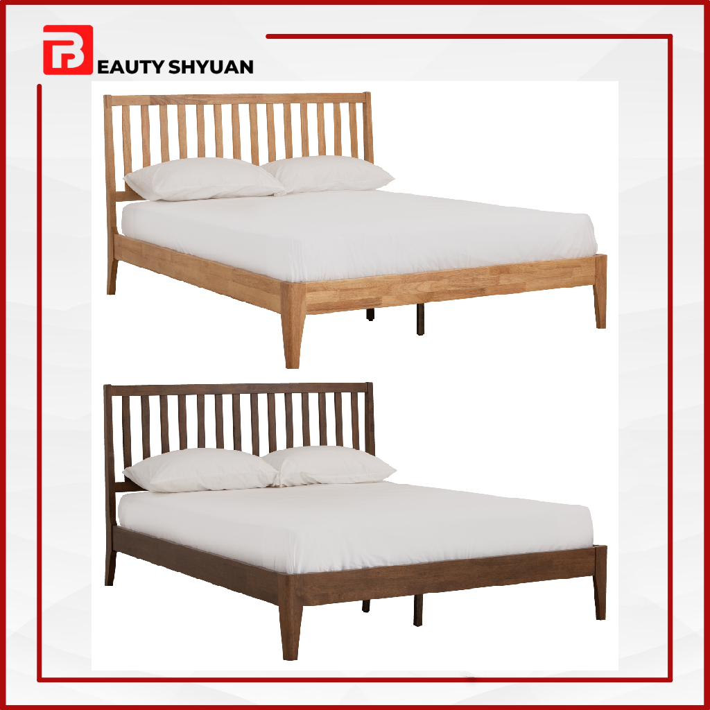 CLEVELAND Solid Wood Queen Bed Frame Queen Size Bed Frame Katil Queen ...