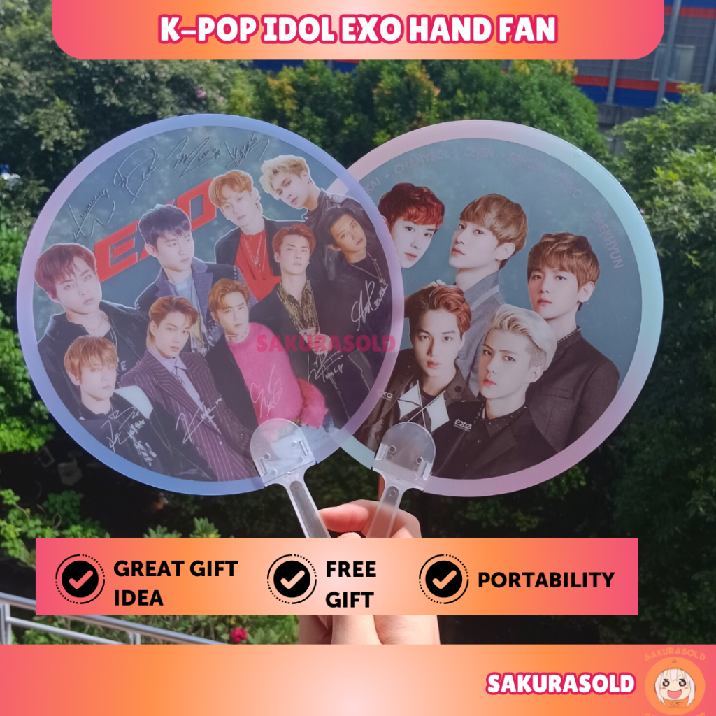 Idol Group EXO Hand Fan K Pop Idol Fans Idol Group Exo Fan Korean Idol ...