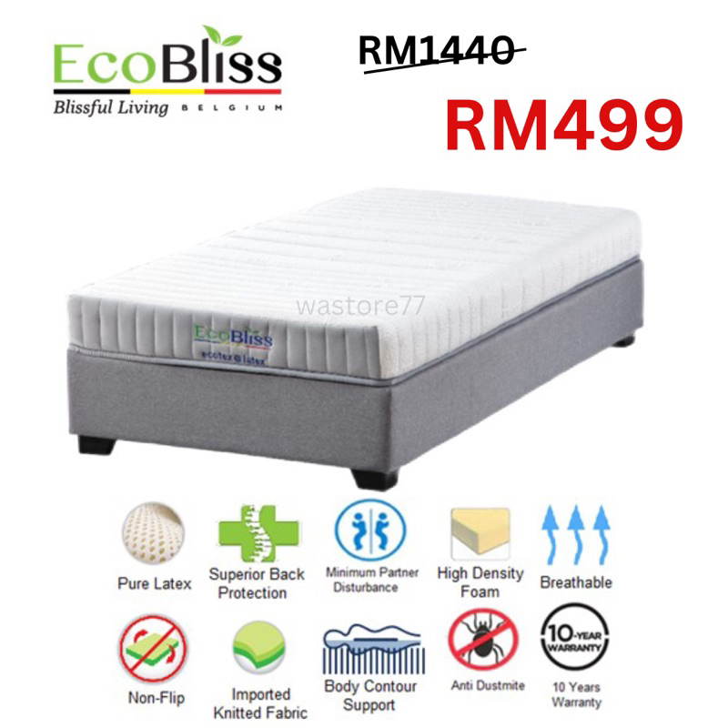 ECOBLISS ECOTEX SINGLE MATTRESS/ TILAM BUJANG LATEX /TILAM SINGLE GETAH | Shopee Malaysia
