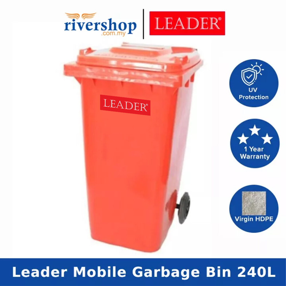 LEADER 240Litres Mobile Garbage Bin Plastic Dustbin Rubbish Bin Trash ...