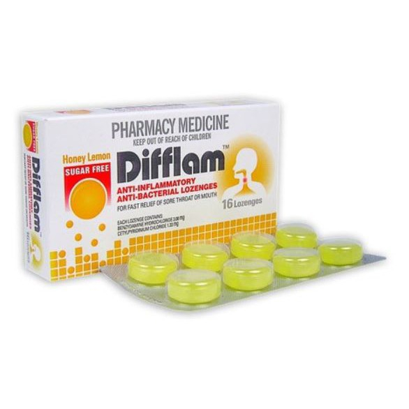 DIFFLAM SUGAR FREE LOZENGES HONEY & LEMON 16'S (EXP 03/2024) | SORE ...