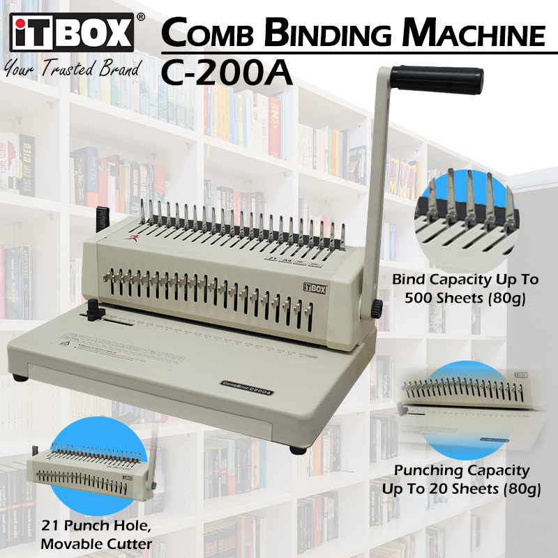 iTBOX Comb Binding Machine C200A | Heavy Duty Comb Binder |A4 Paper ...