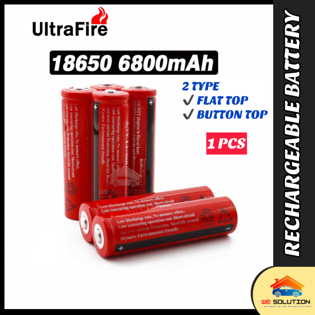 [WS] 18650 li-lon Bateri Lithium Battery Durable Premium 6800mAh Red ...