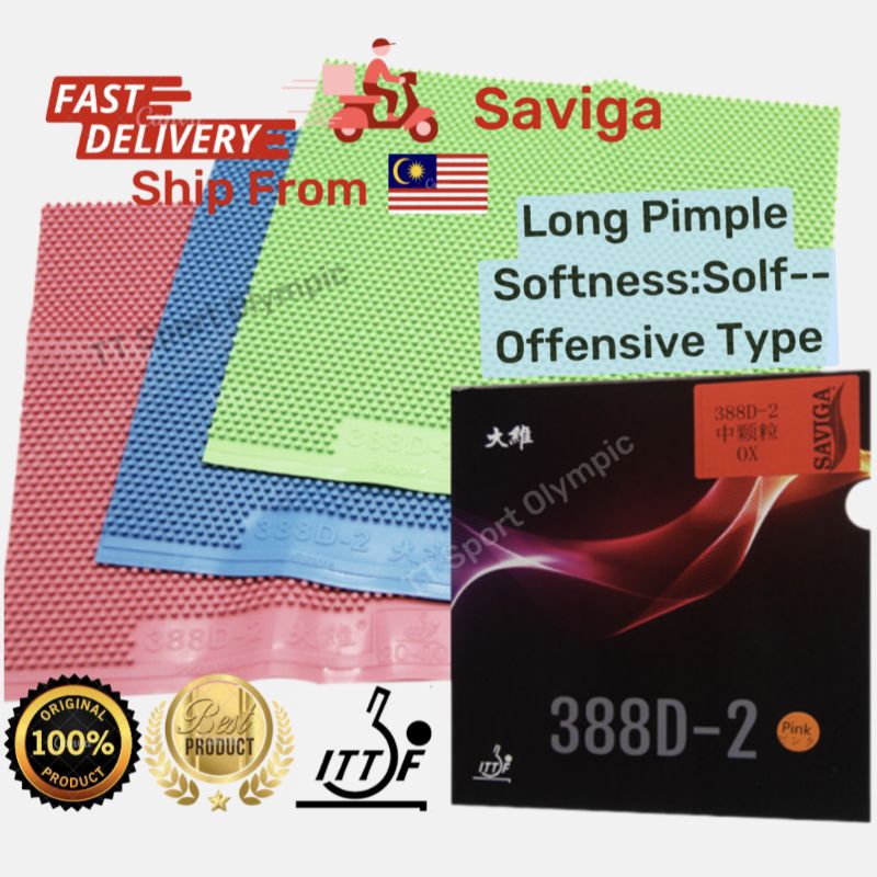 Saviga 388D-2 Long Pimple Good Quality OX 0.5 0.8 1.0 Blue Pink Green ...